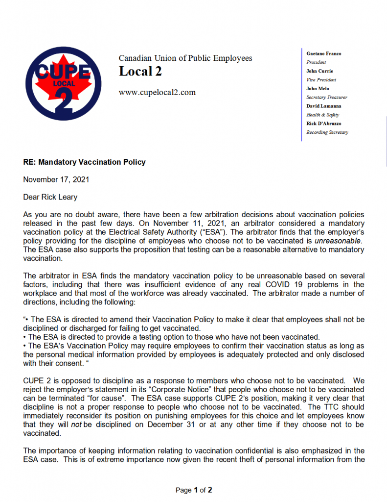 Cupe Local 2 | Canadian Union of Public Employees Toronto